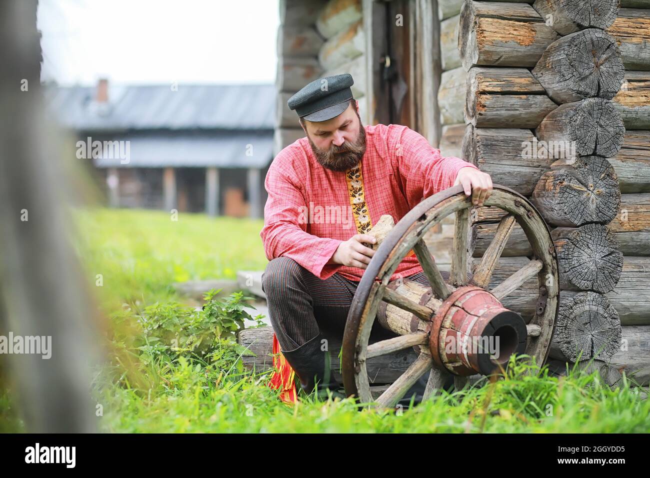 Traditional Slavic rituals in the rustic style. Outdoor in summer ...