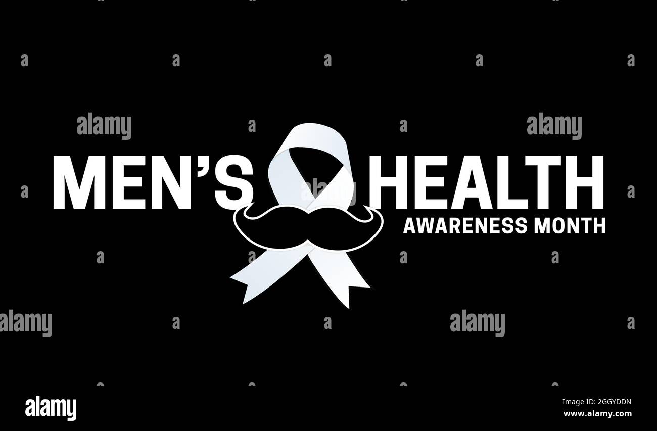 Mens Health Awareness Month Background Illustration With Ribbon Stock