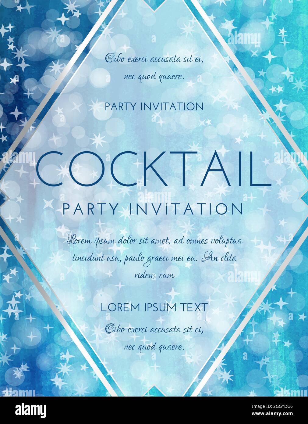 Blue Sparkle Coctail Party Invitation Design Stock Vector Image & Art ...