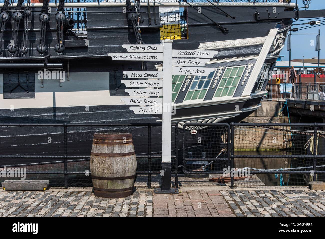 Directional signs at the Victorian era Royal Navy museum at Hartlepool ...