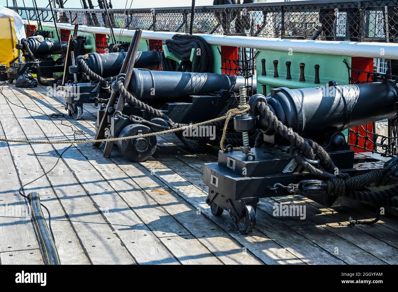 These are the gun-decks on the Victorian era British Royal Navy Frigate ...