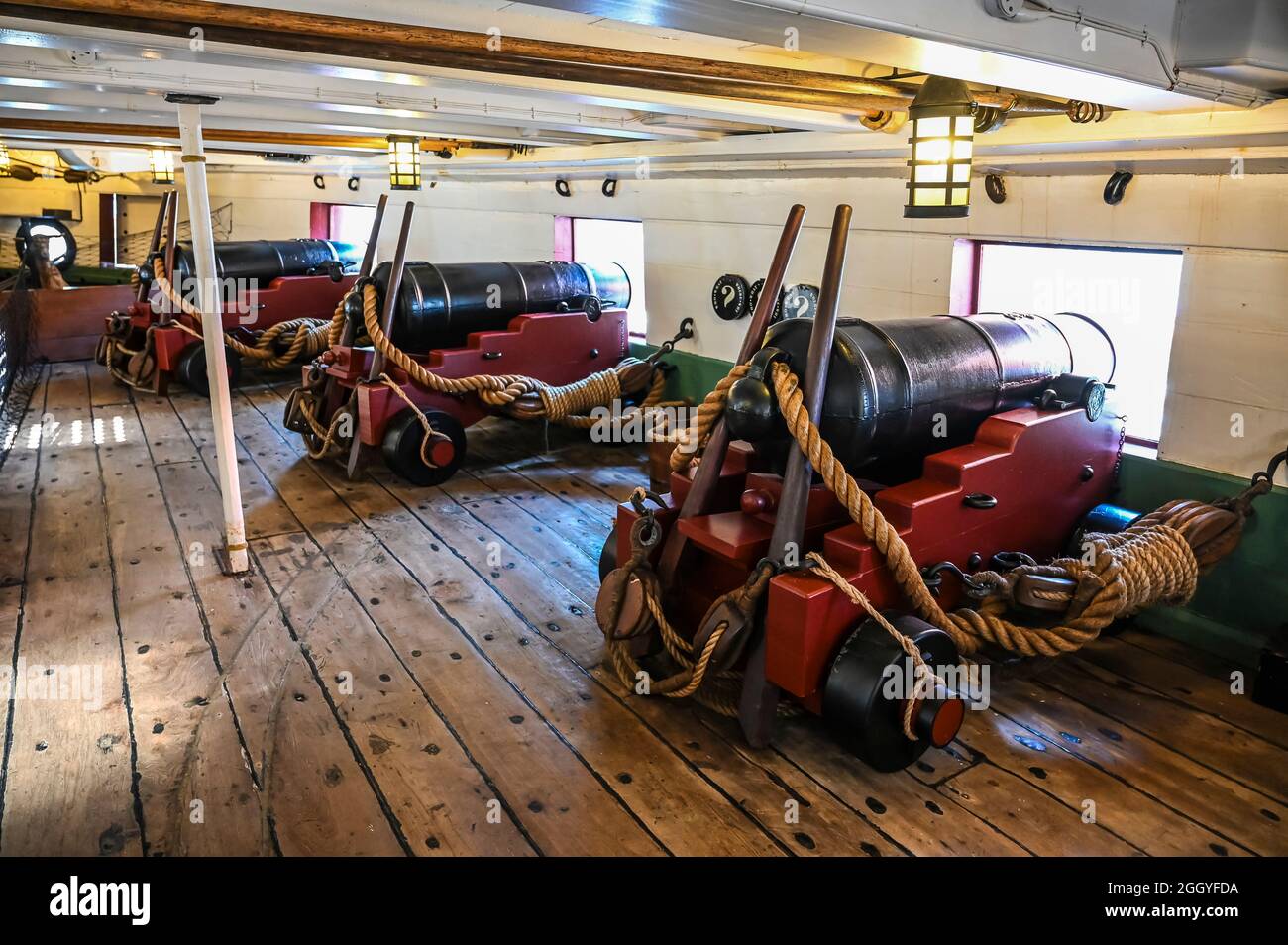 These are the gun-decks on the Victorian era British Royal Navy Frigate ...