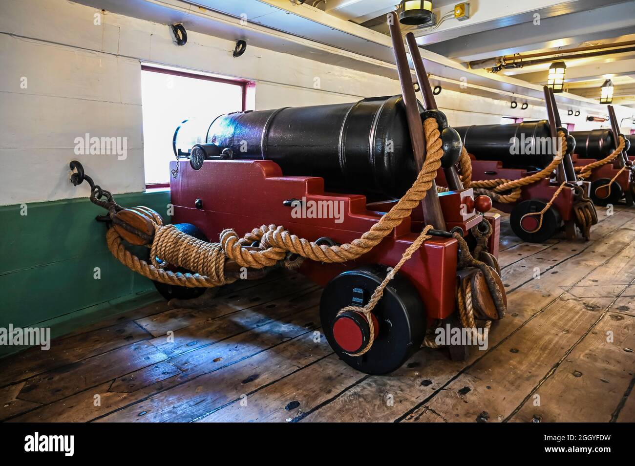 These are the gun-decks on the Victorian era British Royal Navy Frigate ...