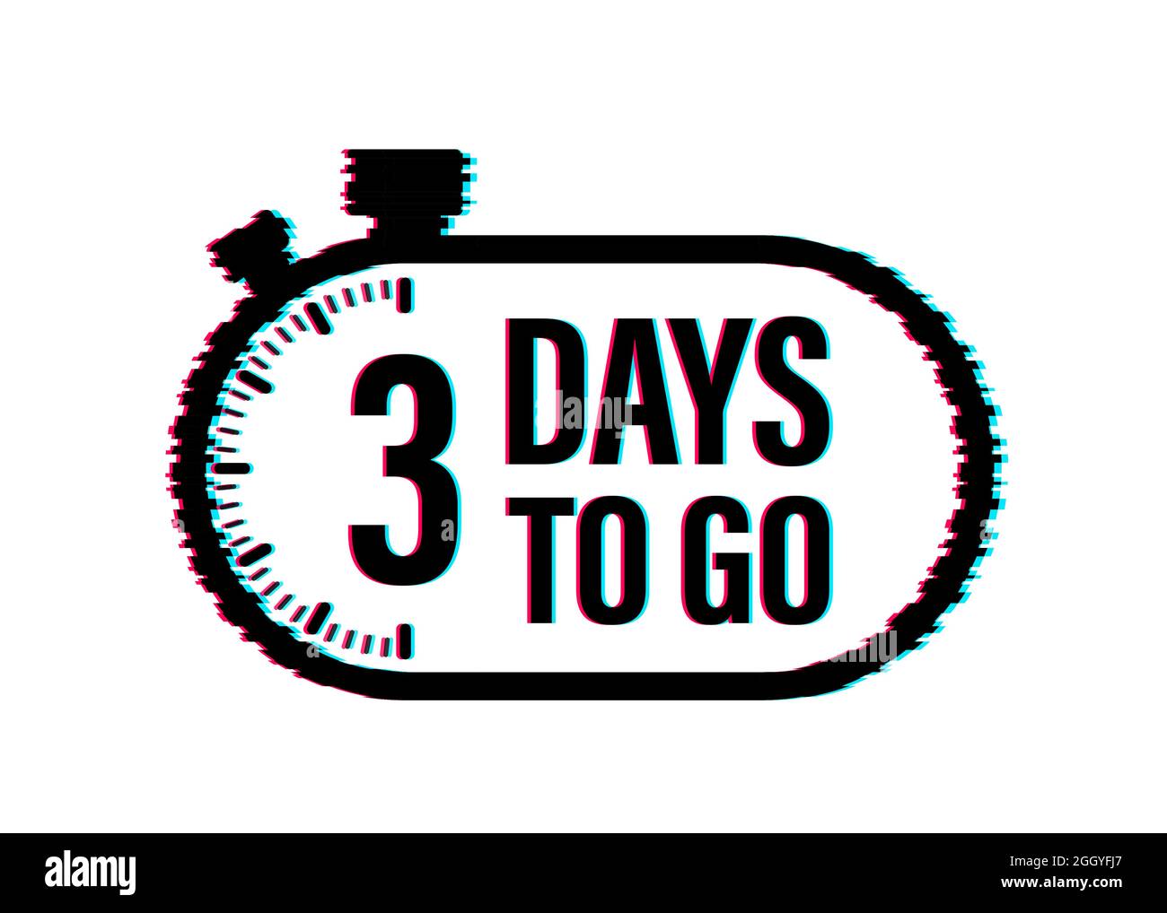 3 Days to go. Countdown timer. Clock icon. Time glitch icon. Count time sale. Vector stock ...
