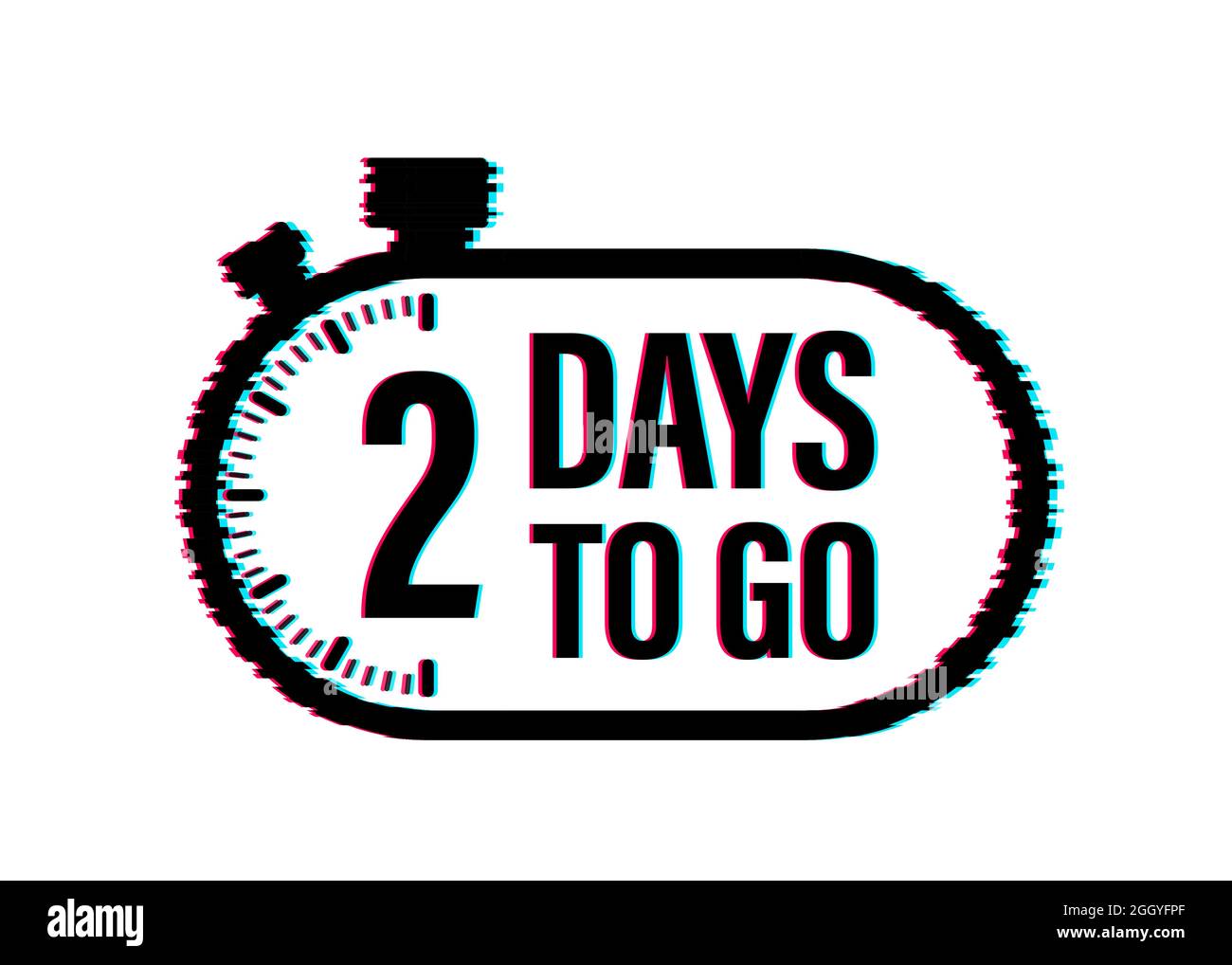2 Days to go. Countdown timer. Clock icon. Time glitch icon. Count time sale. Vector stock ...