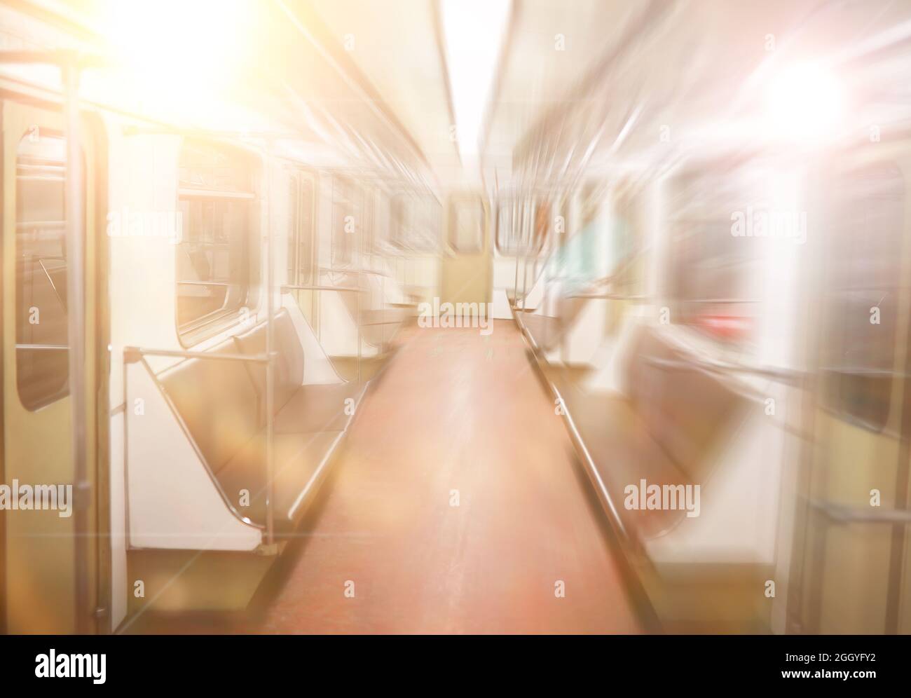 Subway car with empty seats. Empty subway car Stock Photo - Alamy