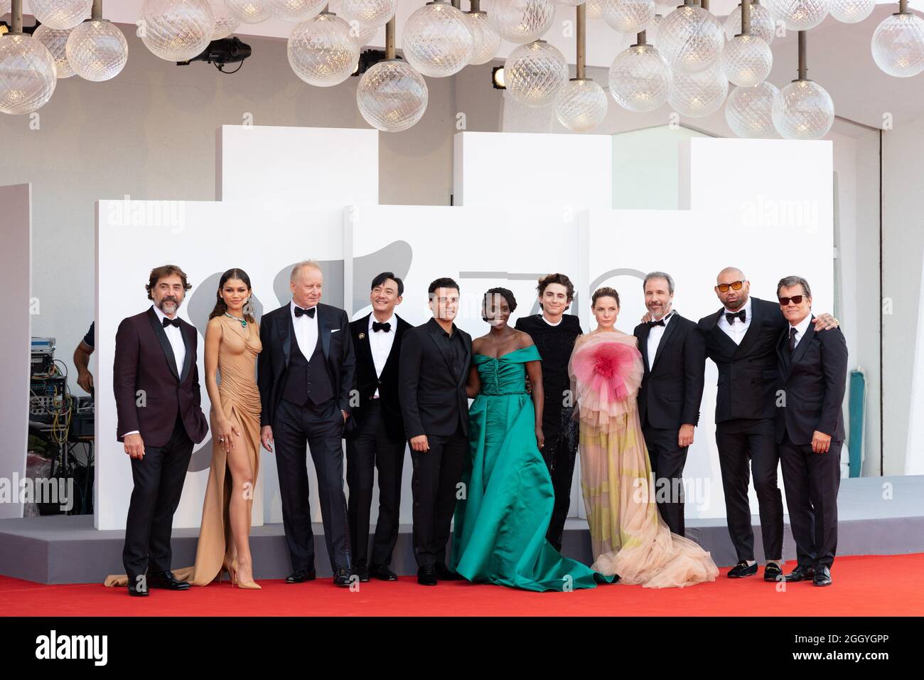 Venice, Italy. 03rd Sep, 2021. (L-R) Javier Bardem, Zendaya, Stellan ...