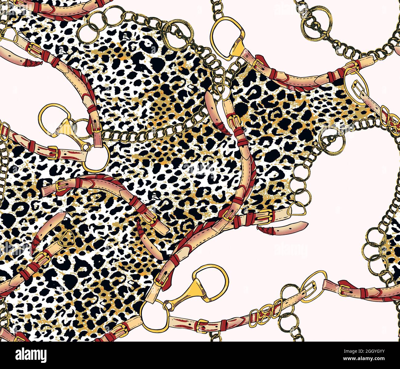 seamless gold chain belt pattern design Stock Photo - Alamy