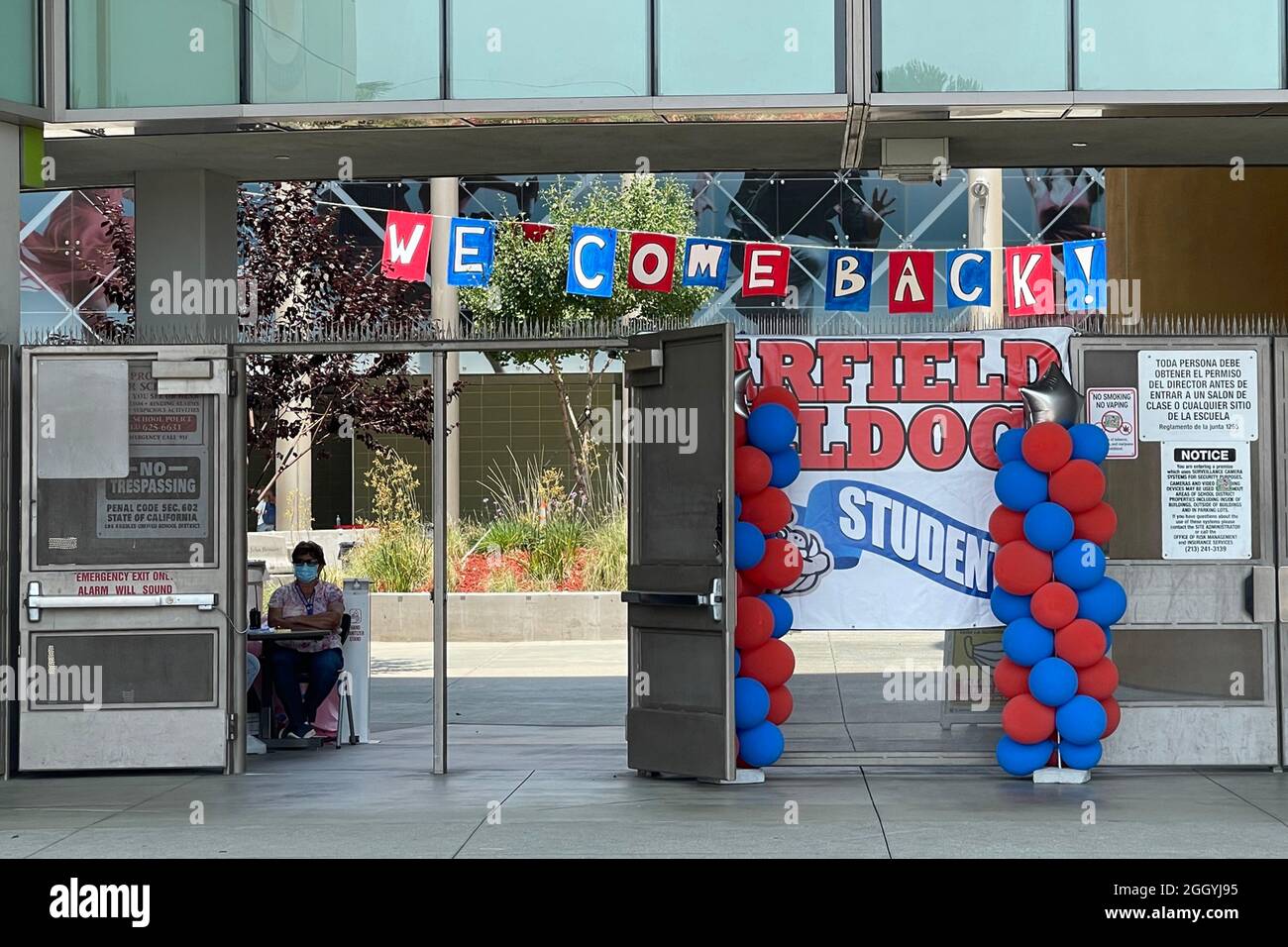 A Welcome Back sign at Garfield High School, Tuesday, Aug. 17, 2021, in ...