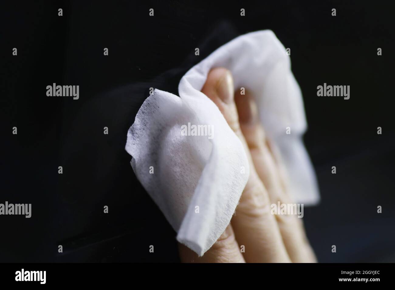 House cleaning concept. Wipe dust off surfaces. Disinfectant treatment ...