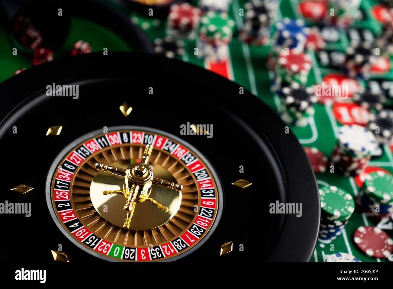 Roulette wheel table chips in hi-res stock photography and images - Alamy