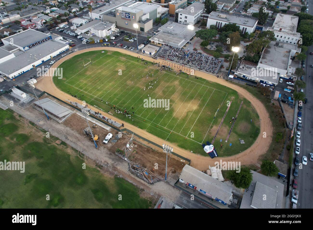 An aerial view of the Garfield High School football field and track ...