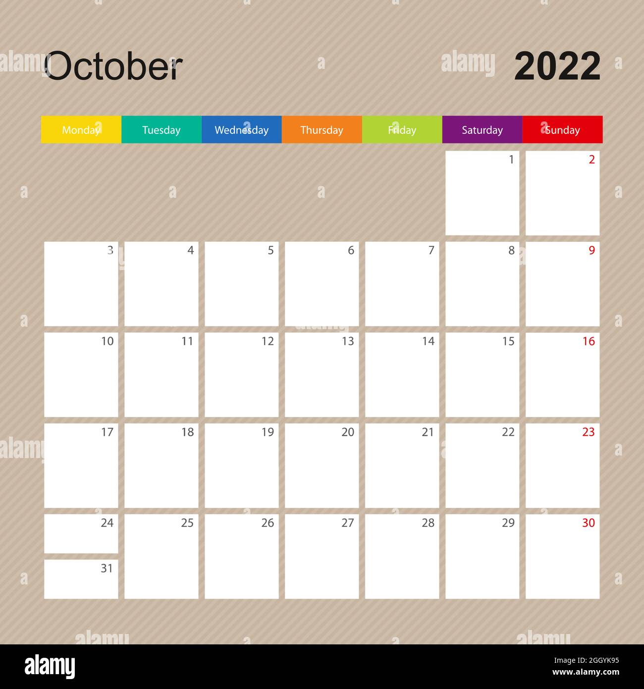 Colorful October 2022 Calendar