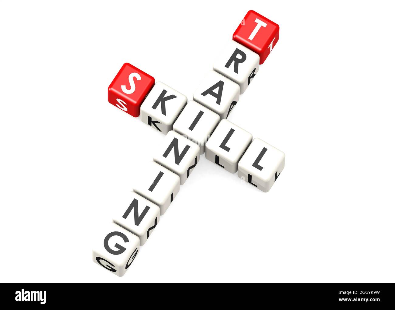 Training and skill crossword cube, 3D rendering Stock Photo - Alamy