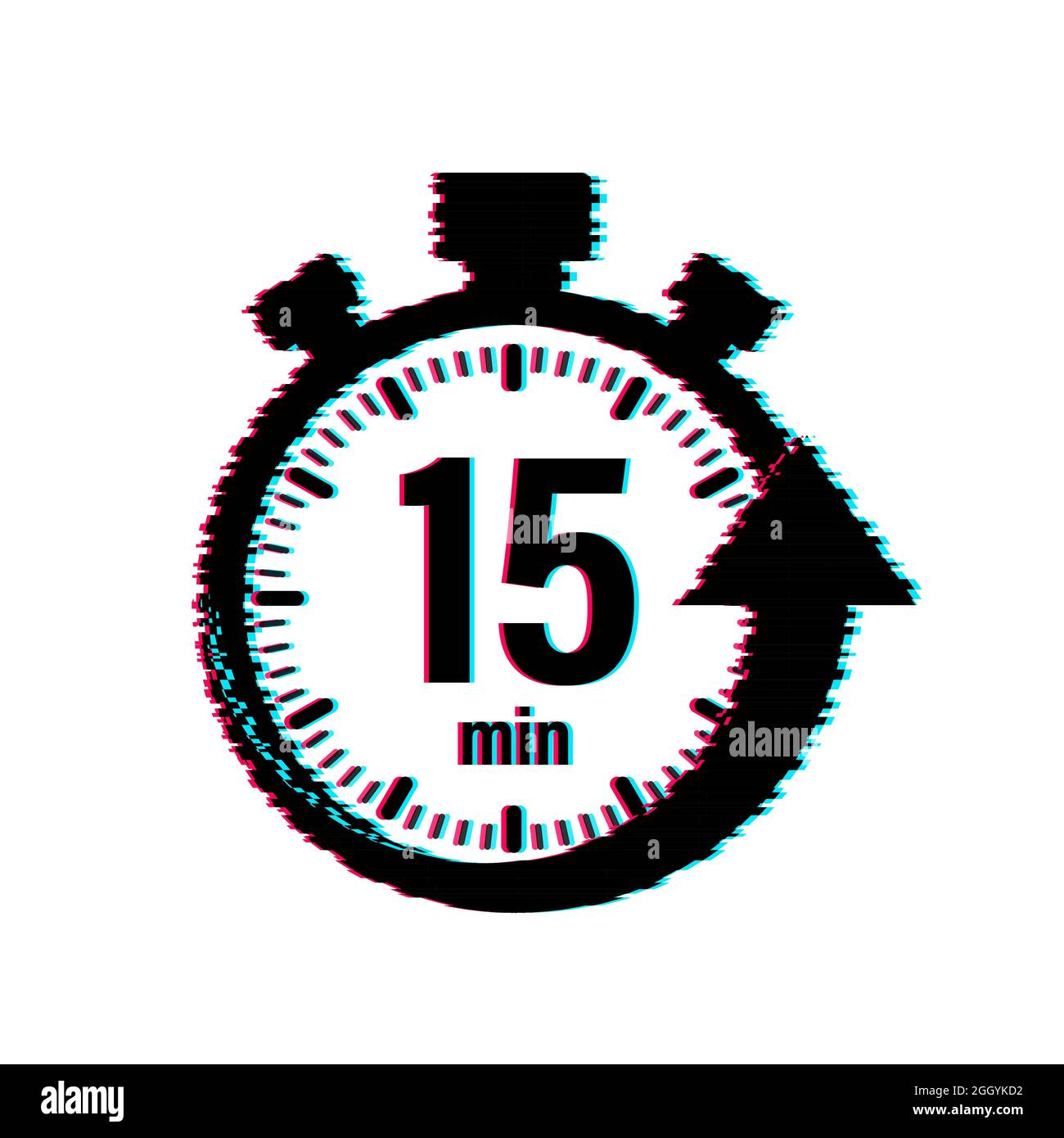The 15 minutes, stopwatch vector icon. Glitch icon. Stopwatch icon in ...