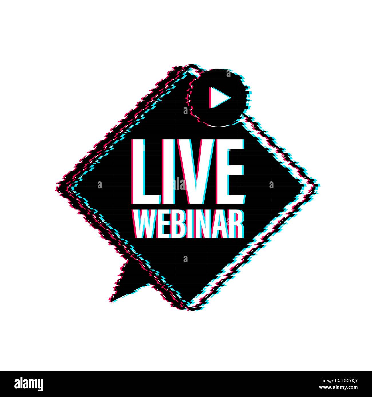 Live webinar for concept design. Digital glitch banner. Virtual concept ...