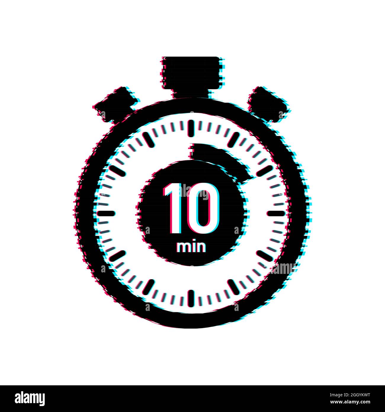 The 10 Minutes Stopwatch Vector Glitch Icon Stopwatch Icon In Flat