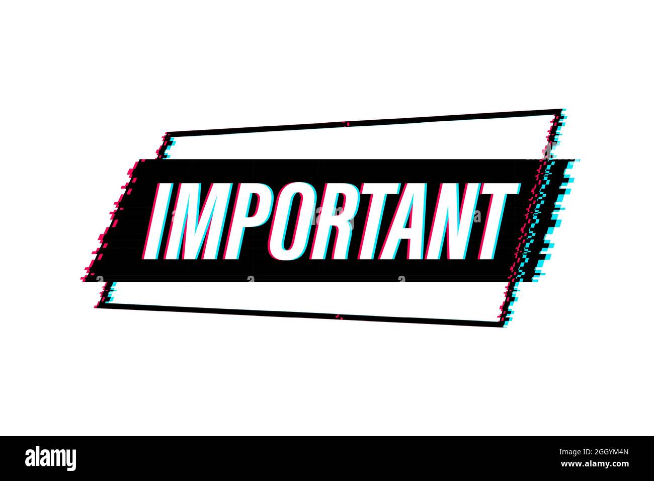 Banner with important. Glitch icon. Label icon. Important information ...