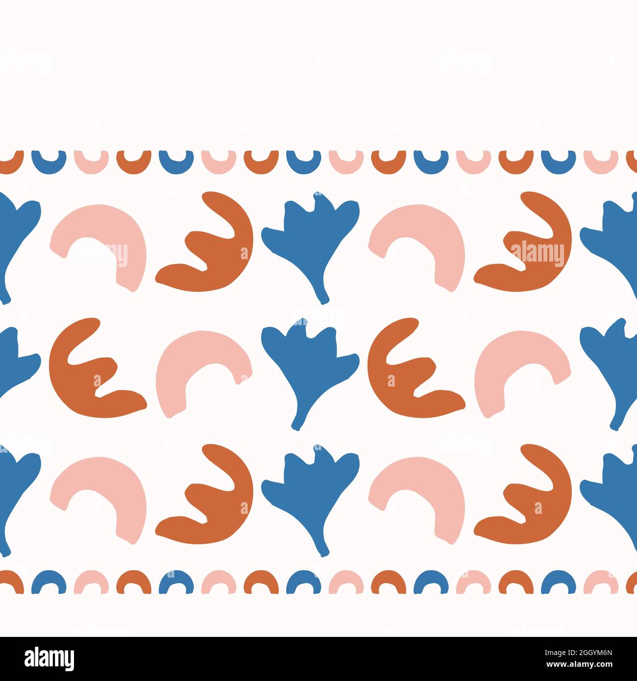 Playful matisse style cut out shape border. Seamless modern scandi ...