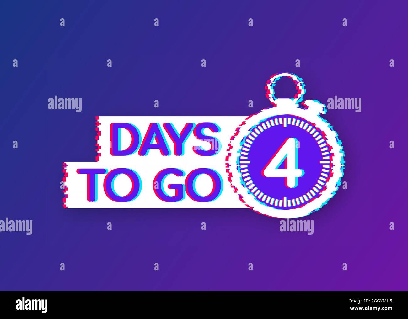 4 days to go. Glitch style icon. Vector typographic design. Vector ...