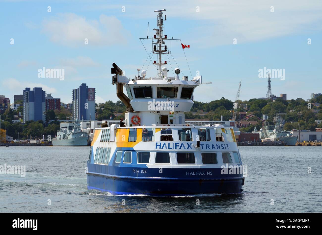 Halifax Transit ferry "Rita Joe" arriving at the Alderney Landing ferry ...