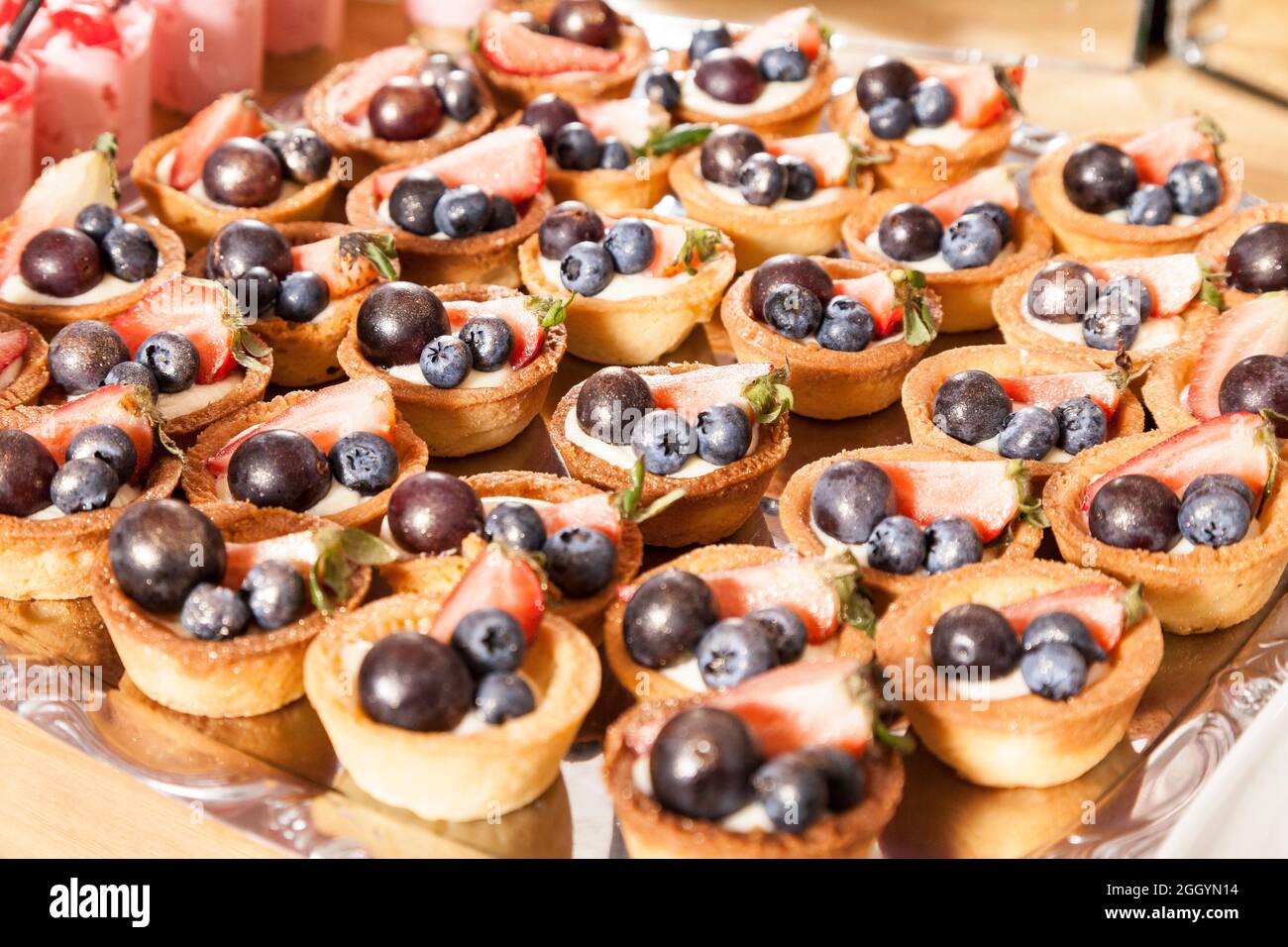 Individual presentation of sweets and desserts for party guests Stock ...