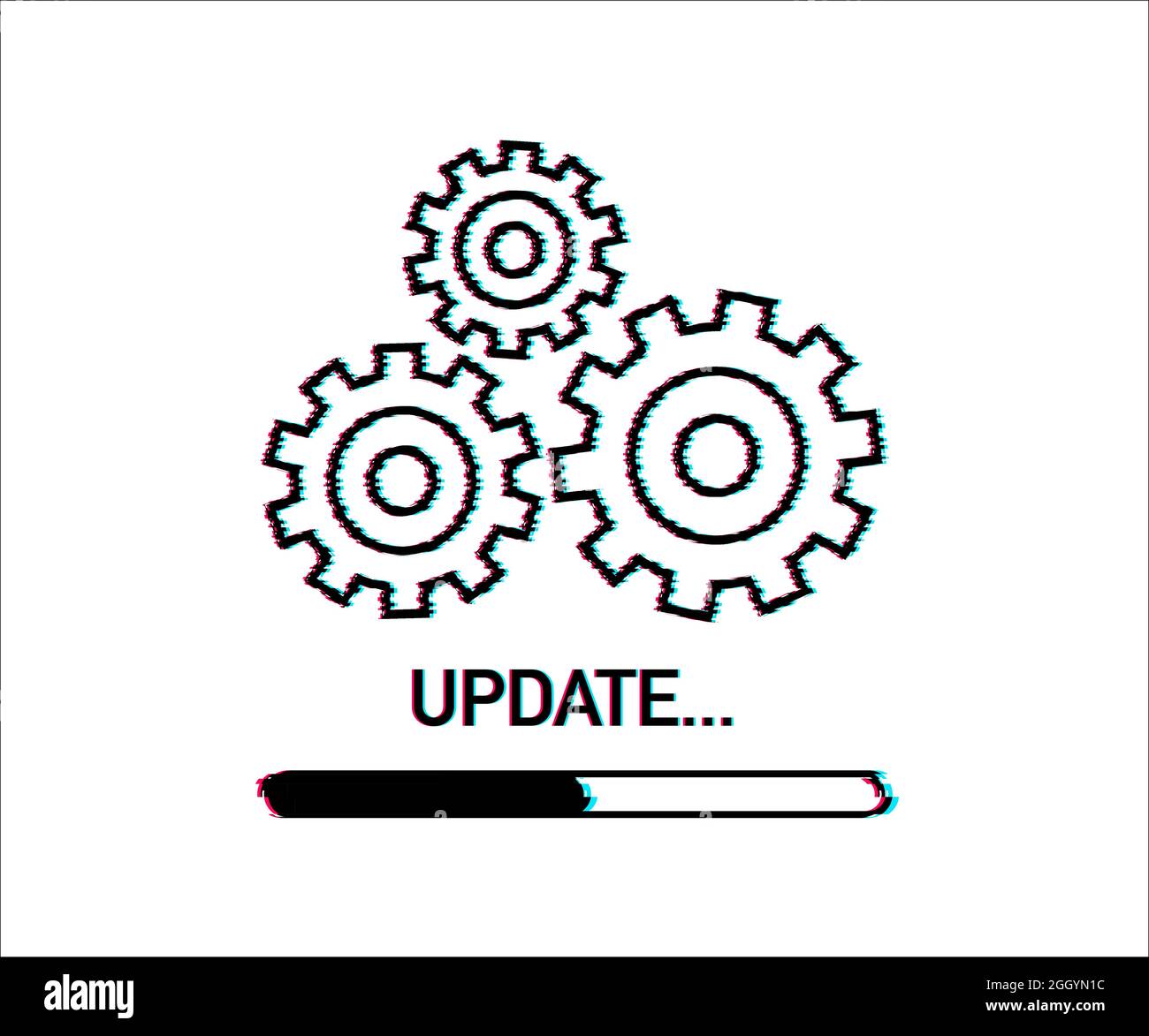 System software update or upgrade. Banner new update, Glitch icon ...