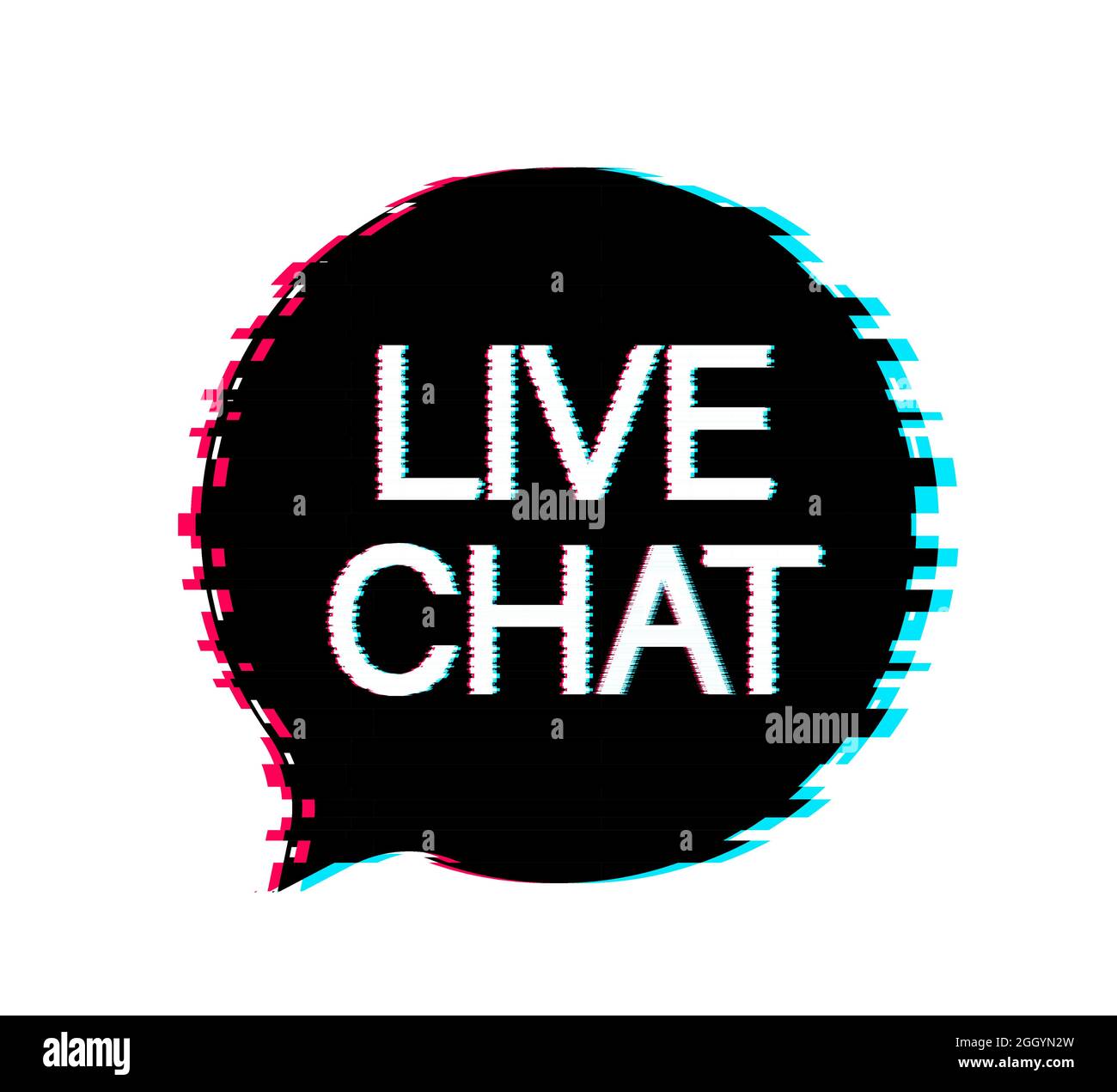 live chat speech bubbles concept. Glitch icon. Vector stock ...