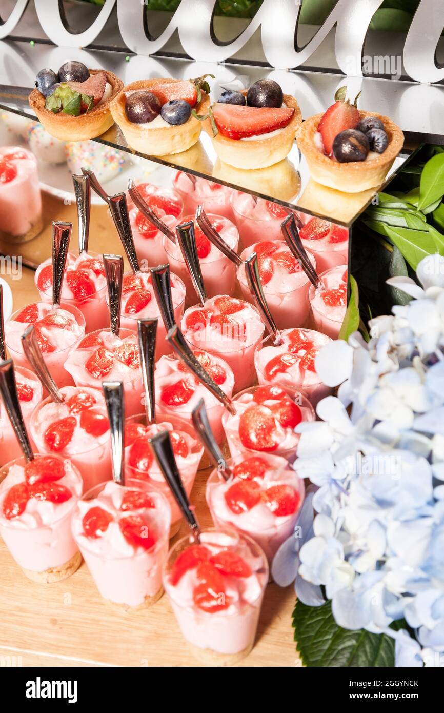 Individual presentation of sweets and desserts for party guests Stock ...