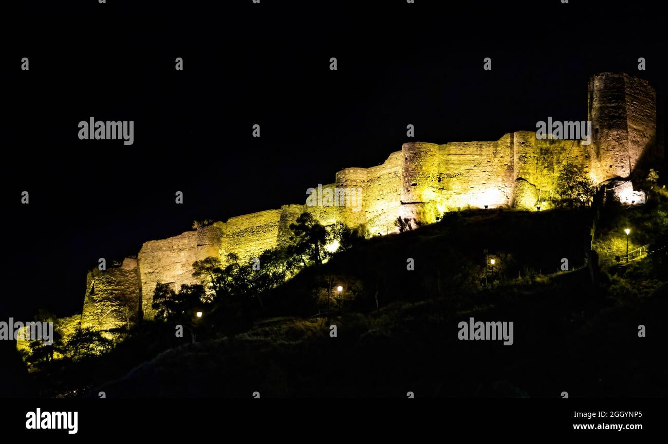 Picturesque remnants of a 4th century Narikala Fortress fortress with a restored church and ...