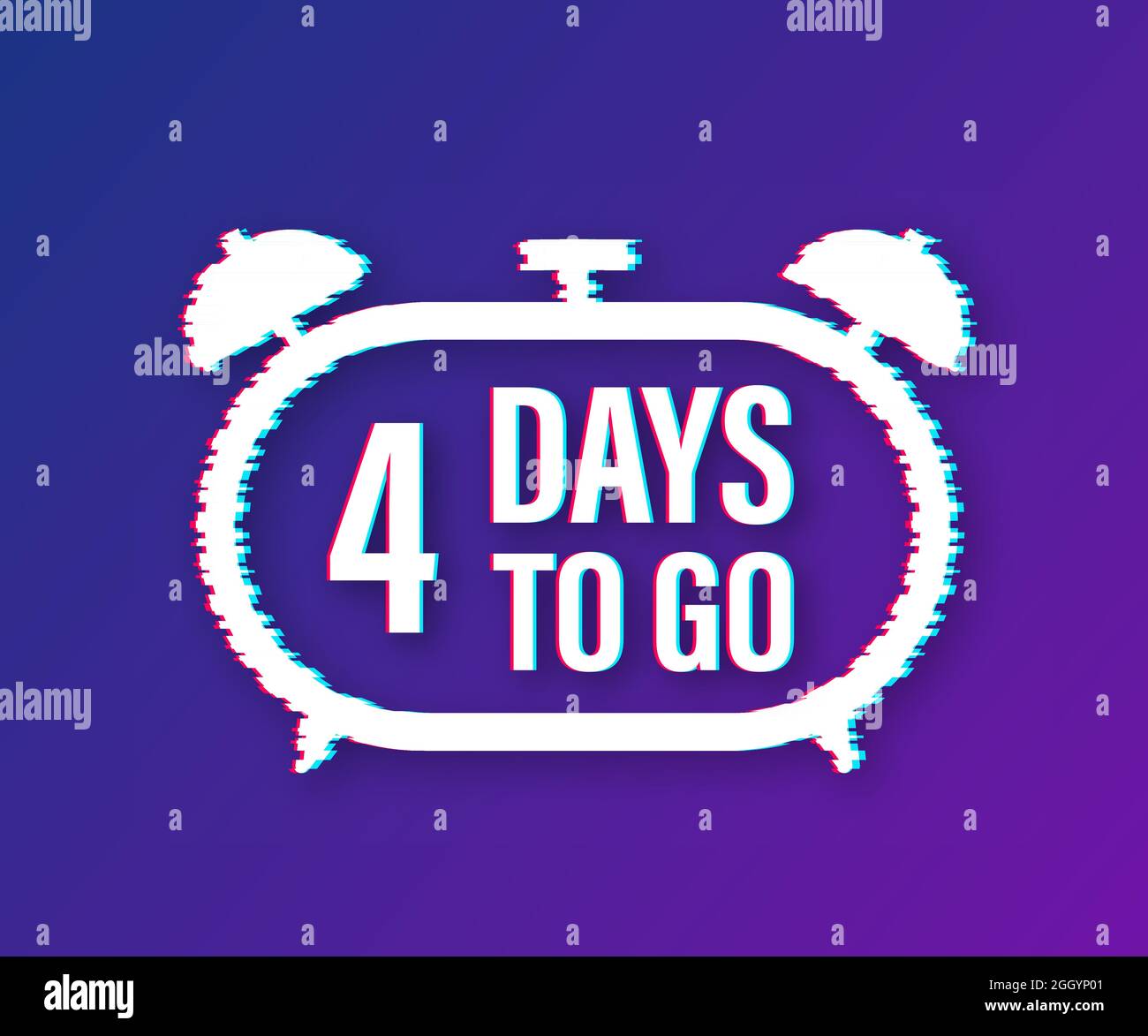 4 days to go. Glitch style icon. Vector typographic design. Vector ...