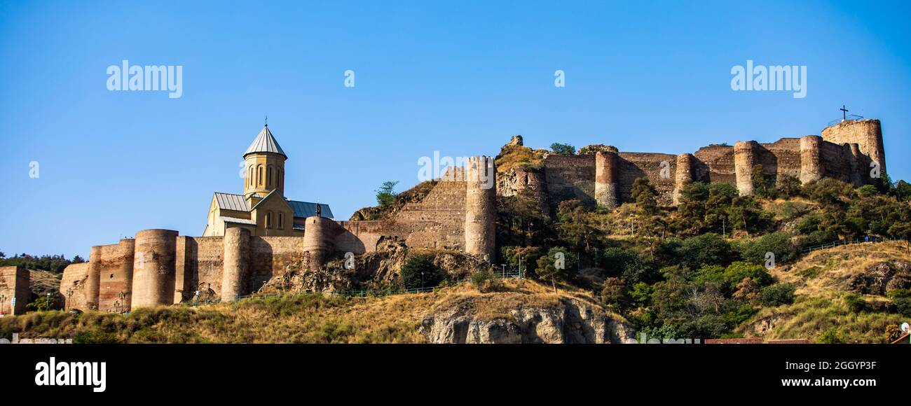 Picturesque remnants of a 4th century Narikala Fortress fortress with a restored church and ...
