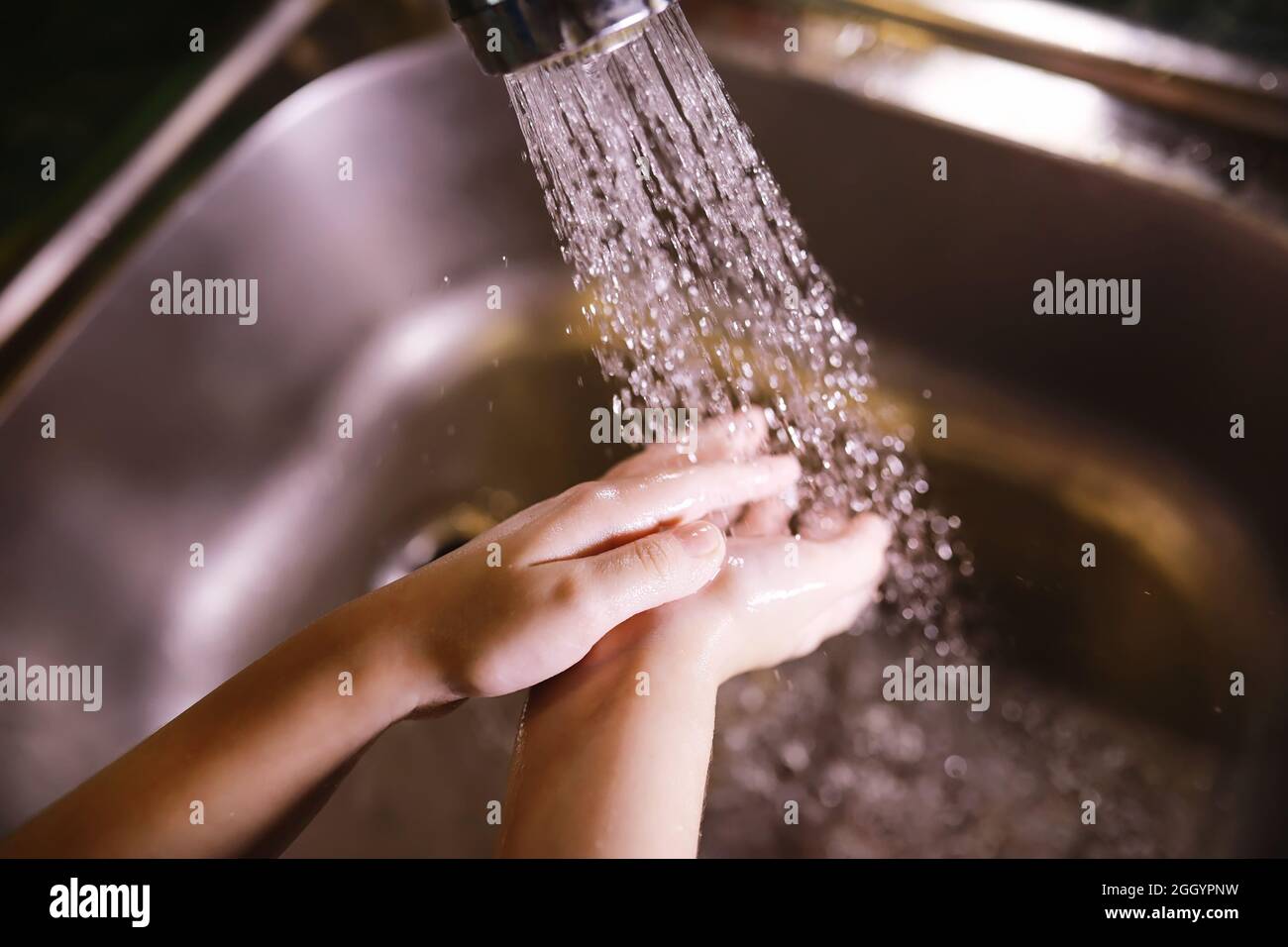 Hygiene rules. Hand washing before meals. Antibacterial treatment hands ...