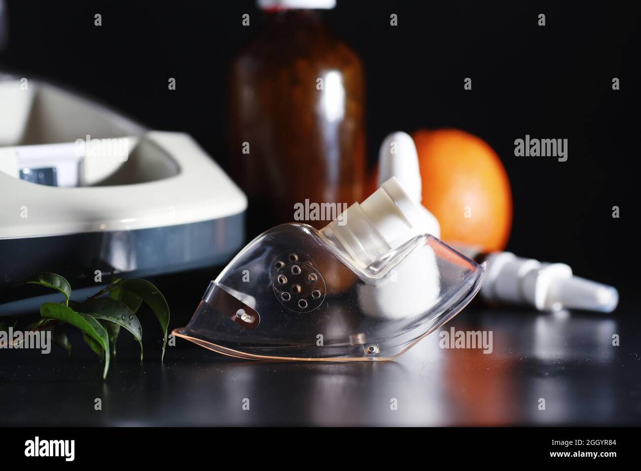 Inhalation with nebulizer at home. Asthma inhaler inhalation nebulizer ...