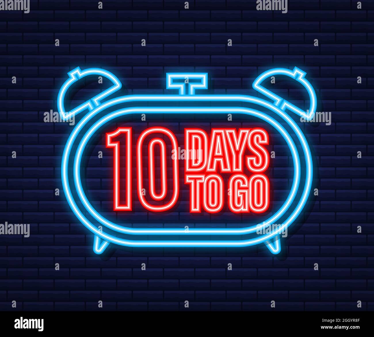 10 days to go. Neon style icon. Vector typographic design. Vector stock ...
