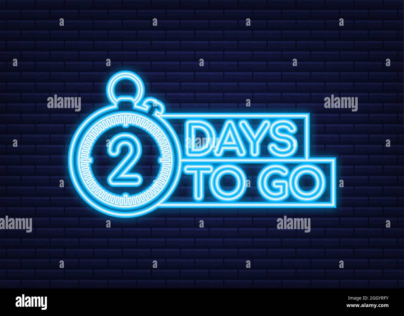 2 days to go. Neon style icon. Vector typographic design. Vector stock ...