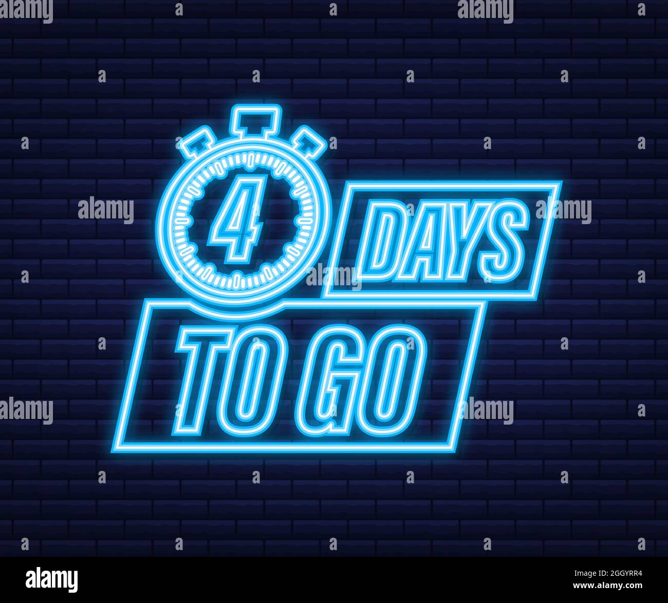 4 days to go. Neon style icon. Vector typographic design. Vector stock ...