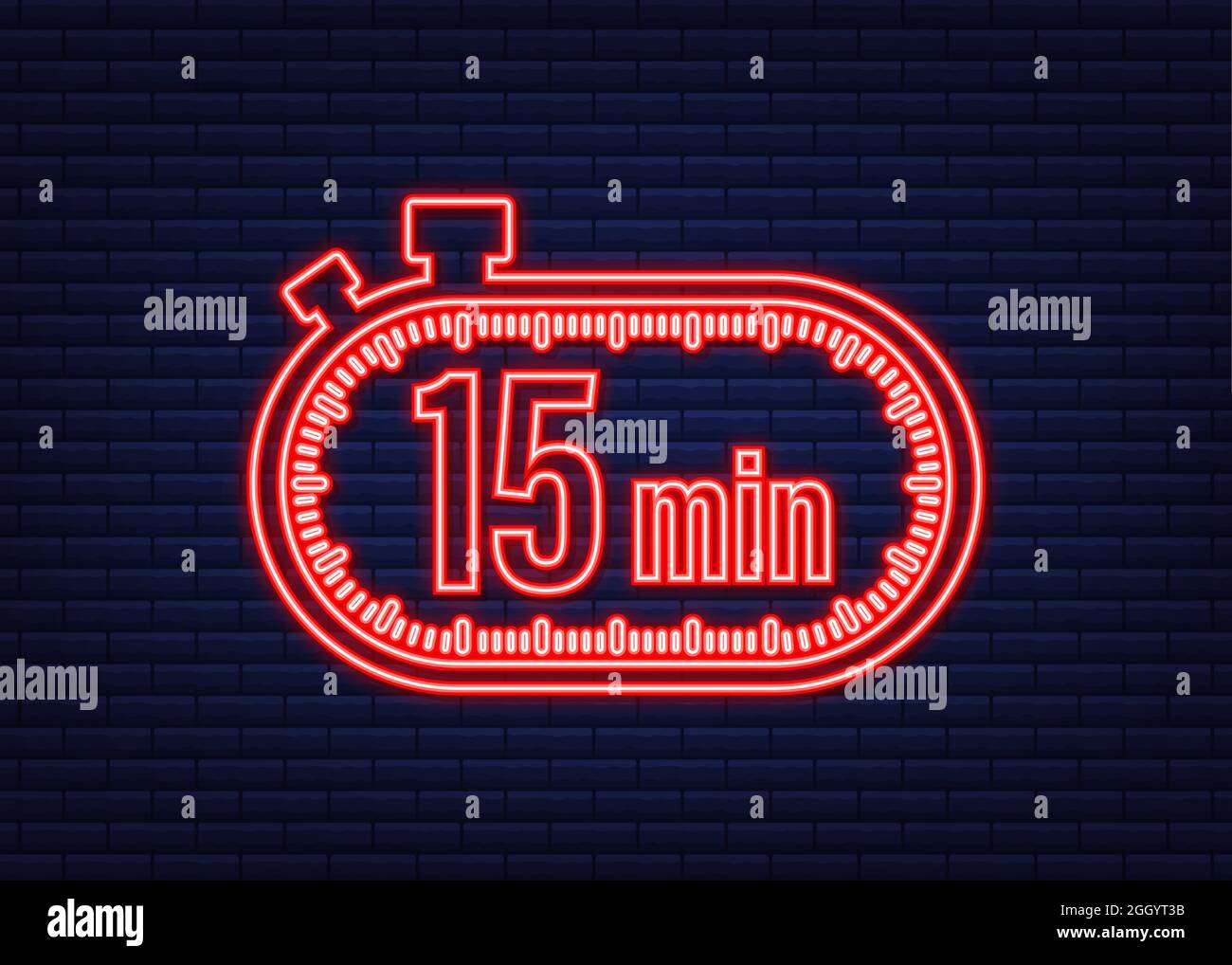 The 15 minutes, stopwatch vector neon icon. Stopwatch icon in flat ...