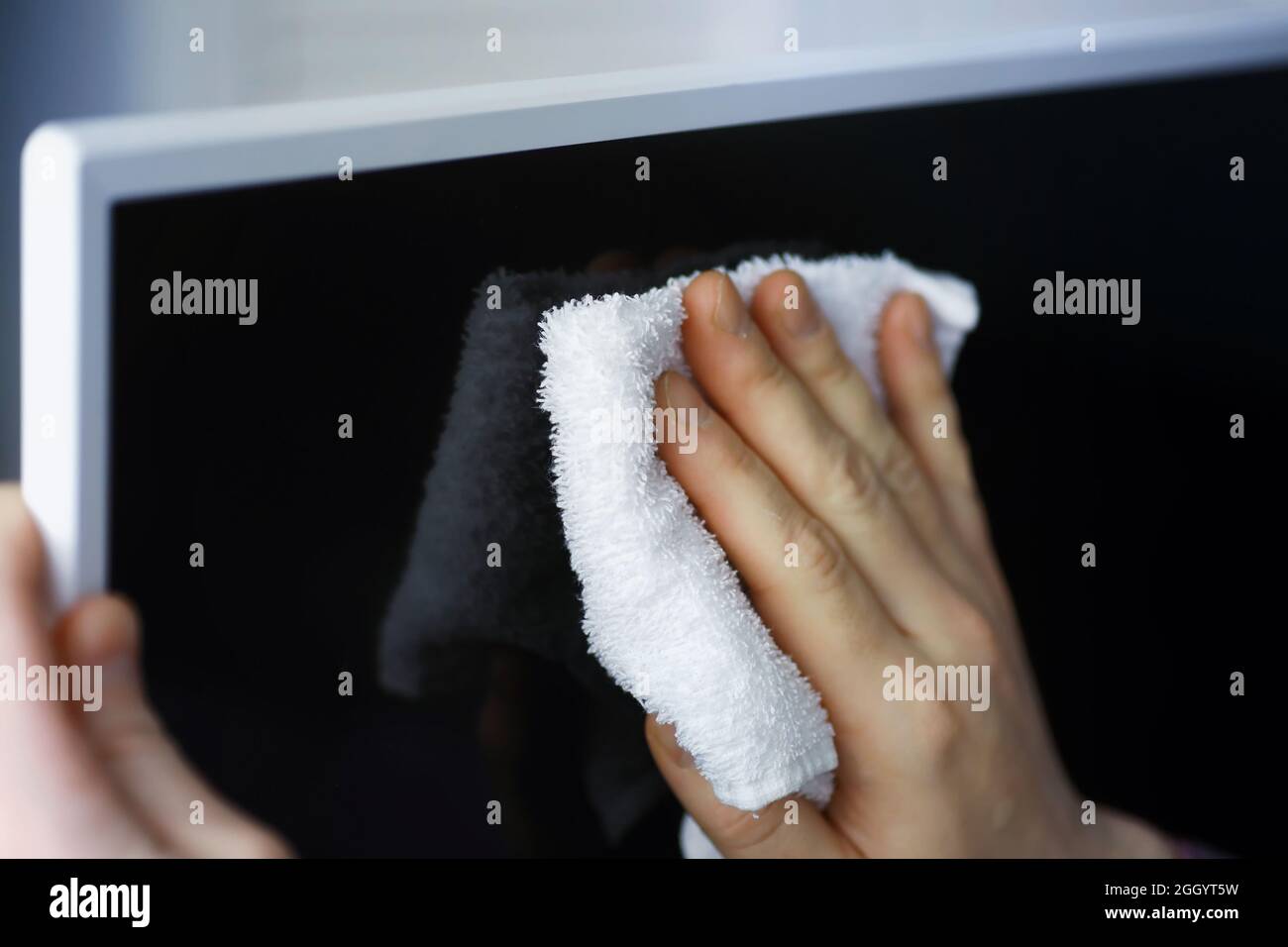 House cleaning. Dusting on household appliances. TV cleaning. General ...
