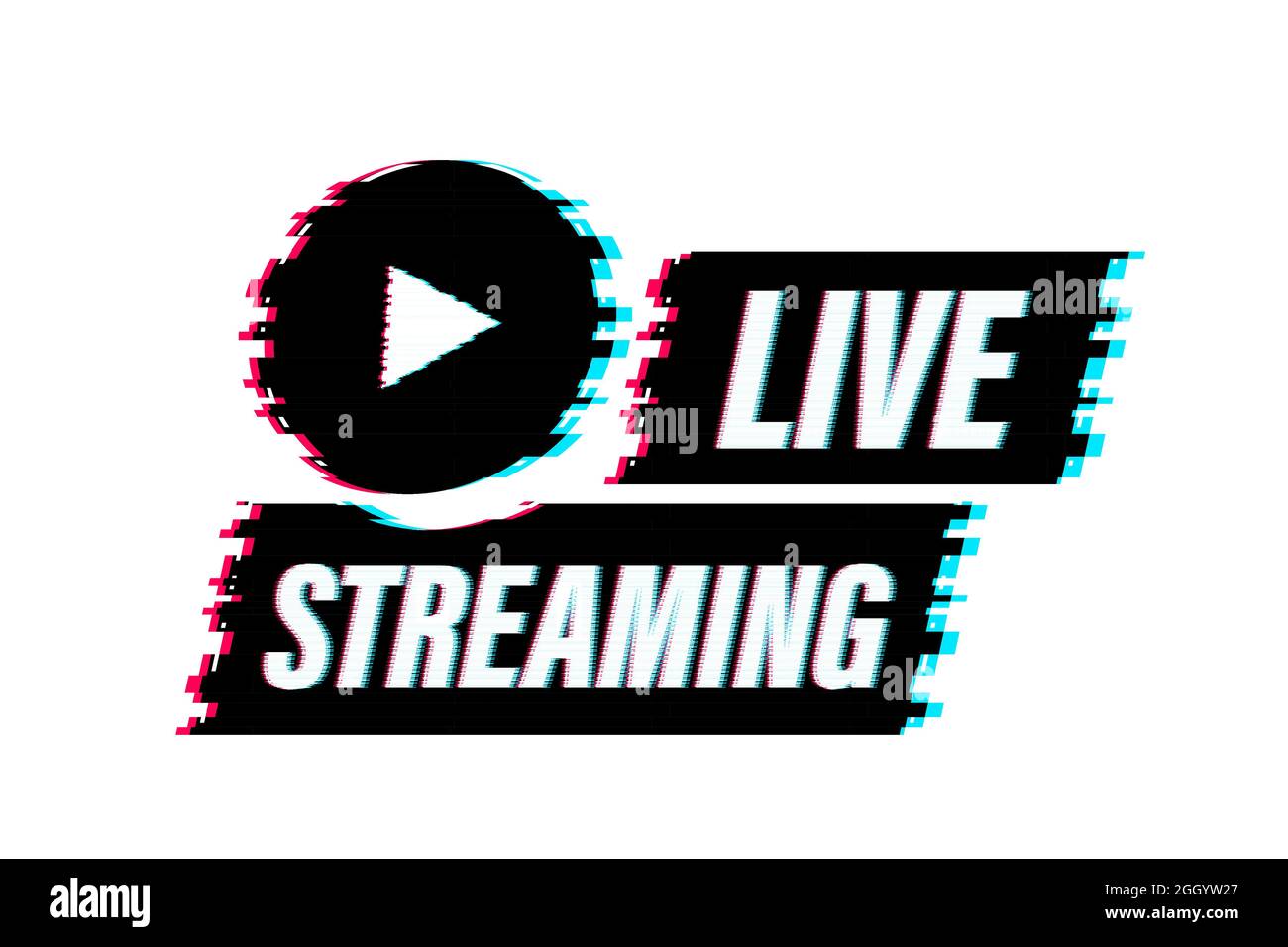 Live streaming glitch logo, news and TV or online broadcasting. Vector ...