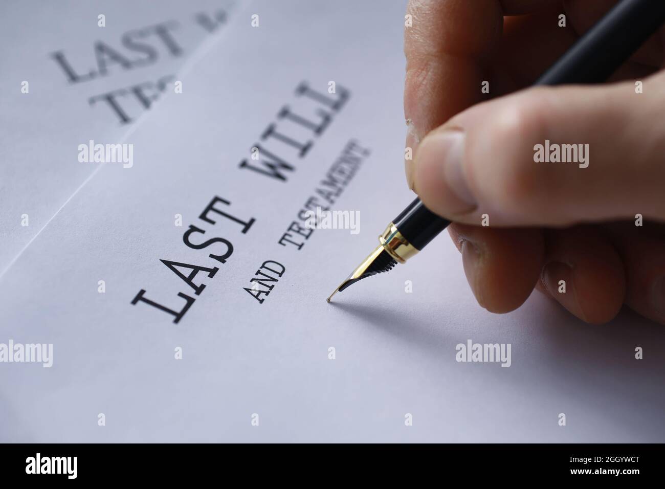 Legal concept. The procedure for writing the last will. Papers with ...