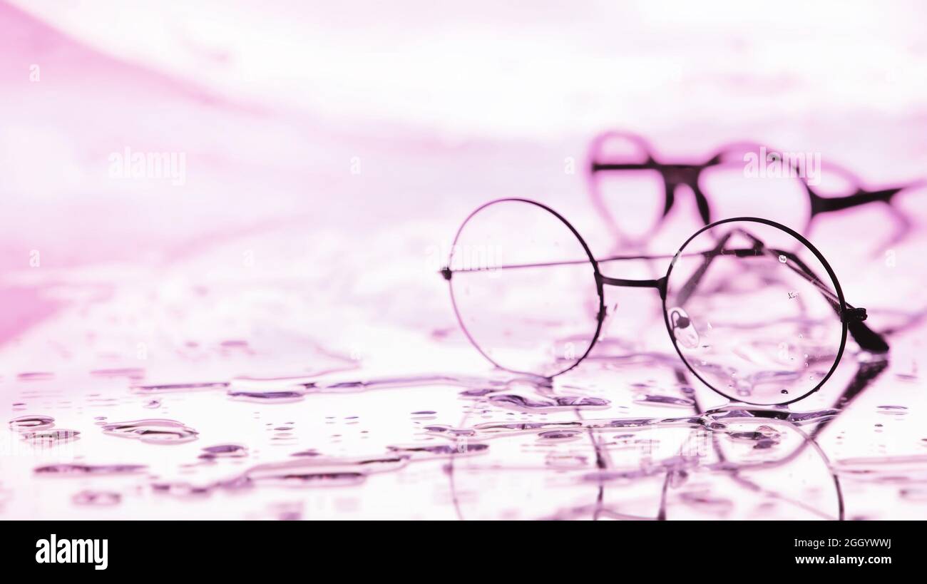 Tools for vision correction. Glasses and lenses with diopters on ...