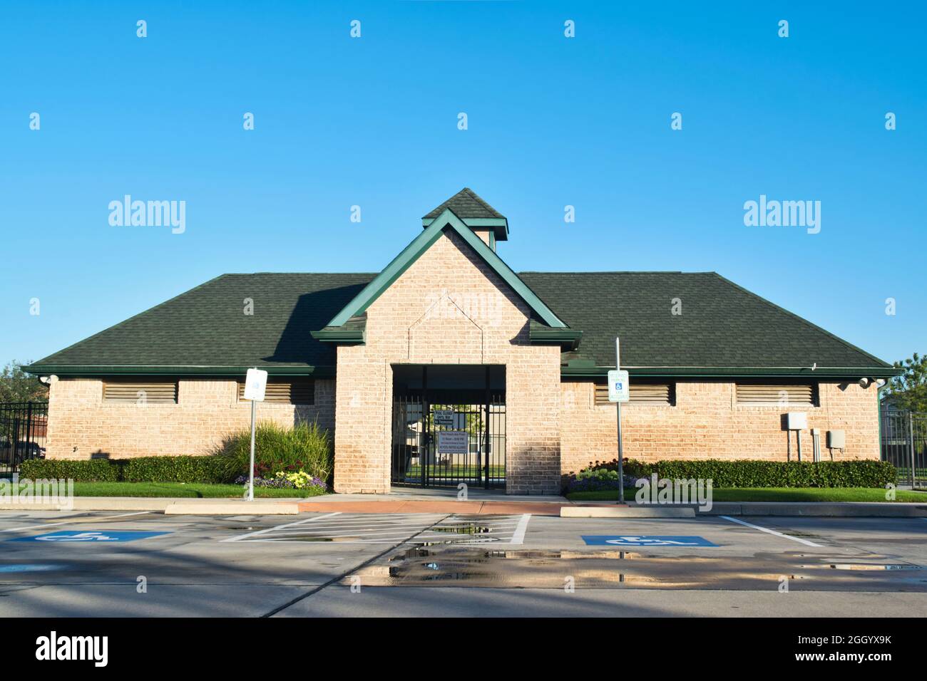 Houston, Texas USA 01-24-2020: Swimming pool building located at Bammel ...