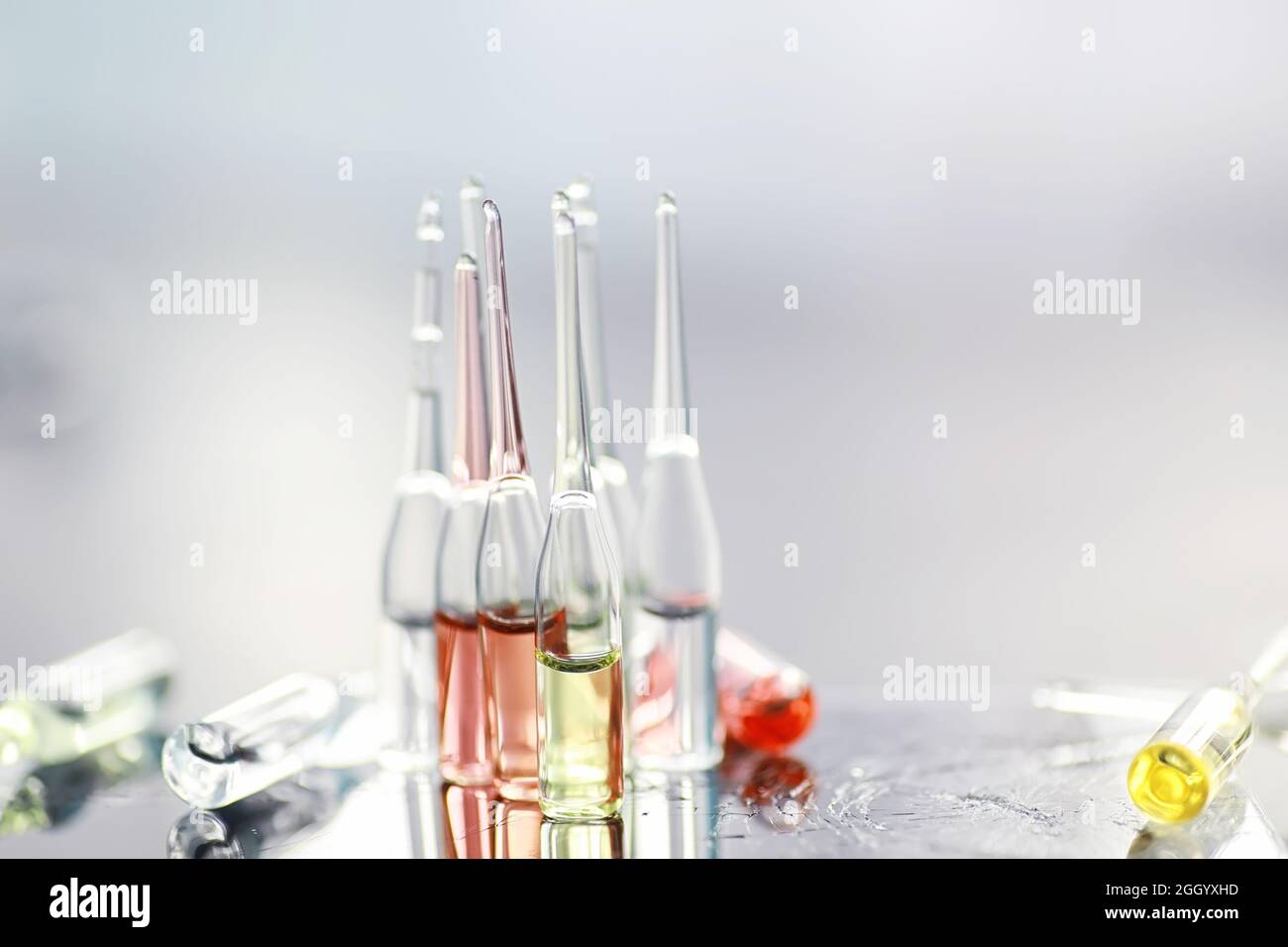 Test tubes with drugs and tests to test the victims and treat infected ...