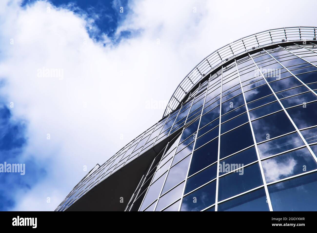 Architectural detail of the facade with multiple reflections of other ...