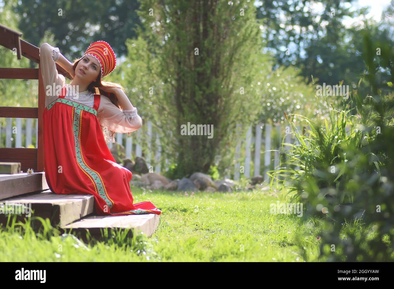 Slav woman in dress traditional Stock Photo - Alamy