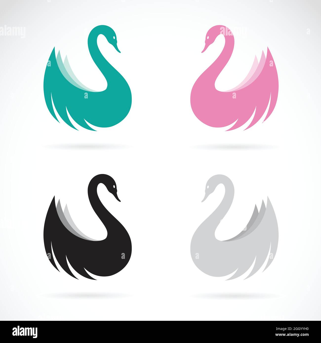 Vector images of swan design on a white background. Easy editable ...