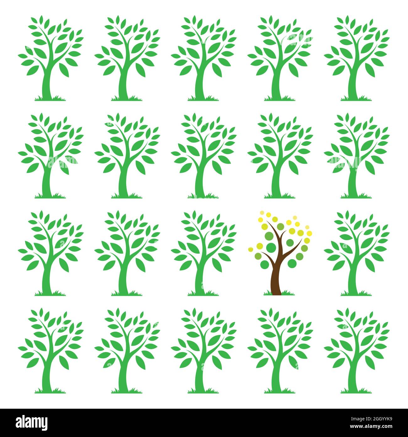 Vector images of trees. Different concepts. Easy editable layered ...