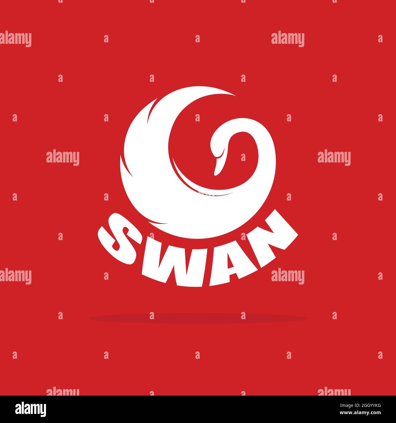 Vector images of swan design on red background. Easy editable layered ...