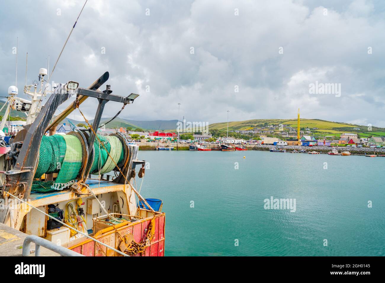 Dingle Ireland - August 12 2017; Commercial fishing boats moored on one ...